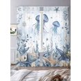 Blue Jellyfish Coastal Sheer Curtains for Living Room Bedroom Beach ...