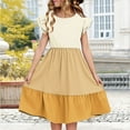 FRSASU Girl's Summer Dress Casual Ruffle Short Sleeve Double Layer ...