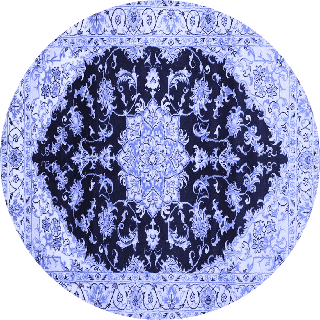 Ahgly Company Indoor Round Medallion Blue Traditional Area Rugs, 8 ...