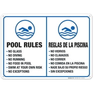 Swimming Pool Rules Bilingual Sign, Spanish English , - Walmart.com