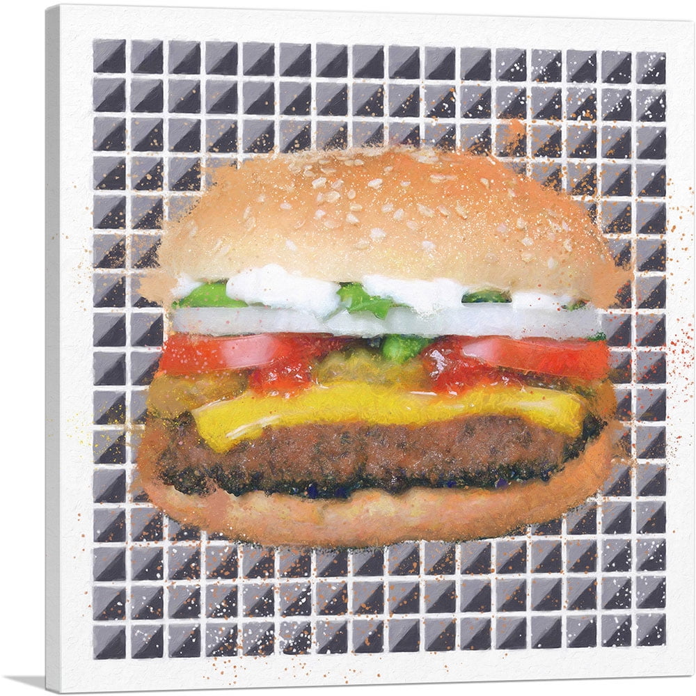 ARTCANVAS Burger Modern Art Home decor Canvas Art Print - Size: 36" x ...
