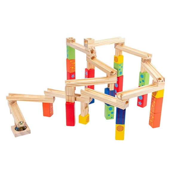 Kokiya Wooden Marble Run Wood Building Blocks Toys,DIY Assembly ...