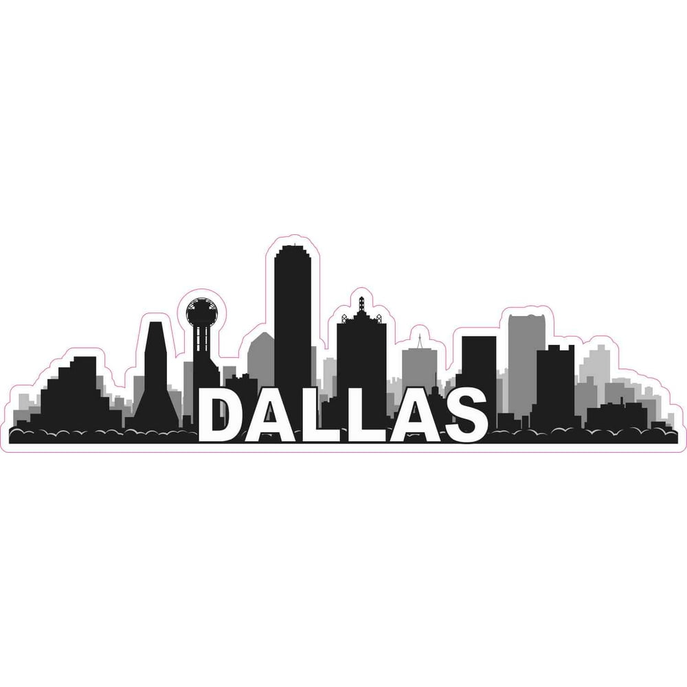 10in x 3.25in Dallas Skyline Sticker Vinyl Vehicle Travel Decal ...
