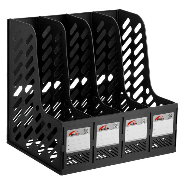 Uxcell Magazine File Holder, PP Plastic Vertical 4 Compartment Desktop ...