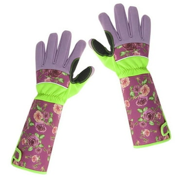 HANDLANDY Women Cowhide Thorn Proof Gardening Gloves, Long Gauntlet Heavy Duty Garden Gloves ...