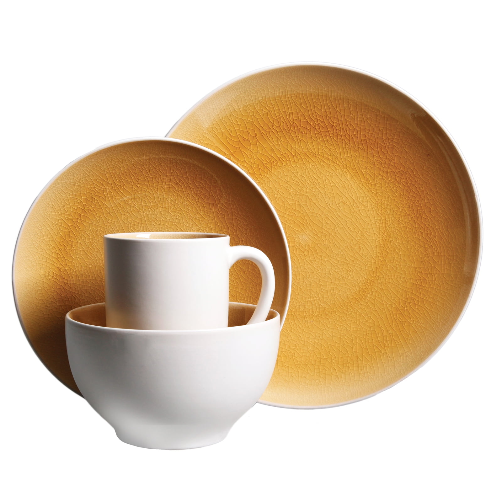 Gibson Serenity Amber 16 Piece Dinnerware Set- Yellow - Walmart.com