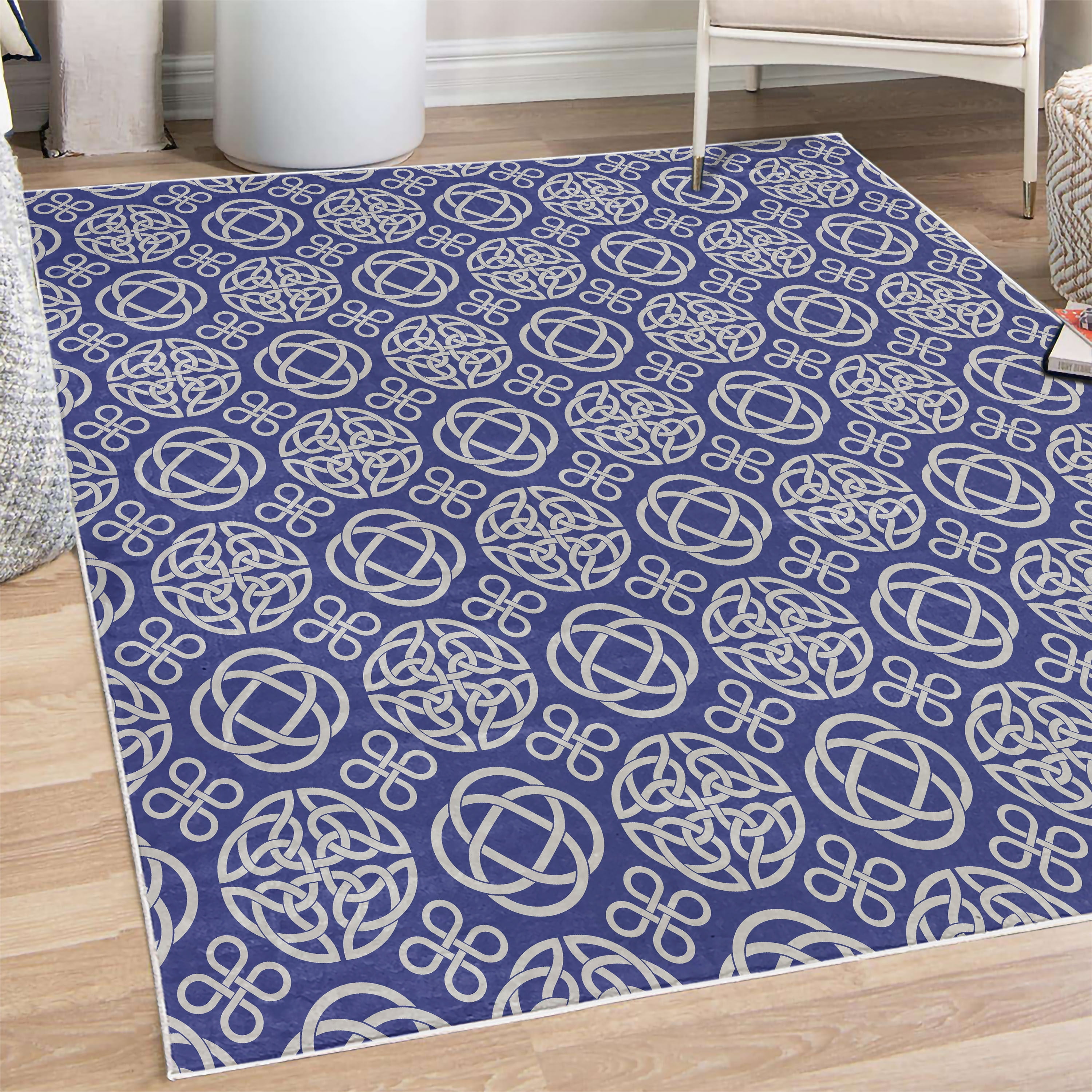 Celtic Decorative Rug, Retro Tribal Circle Knots Eternity Forms Pattern ...