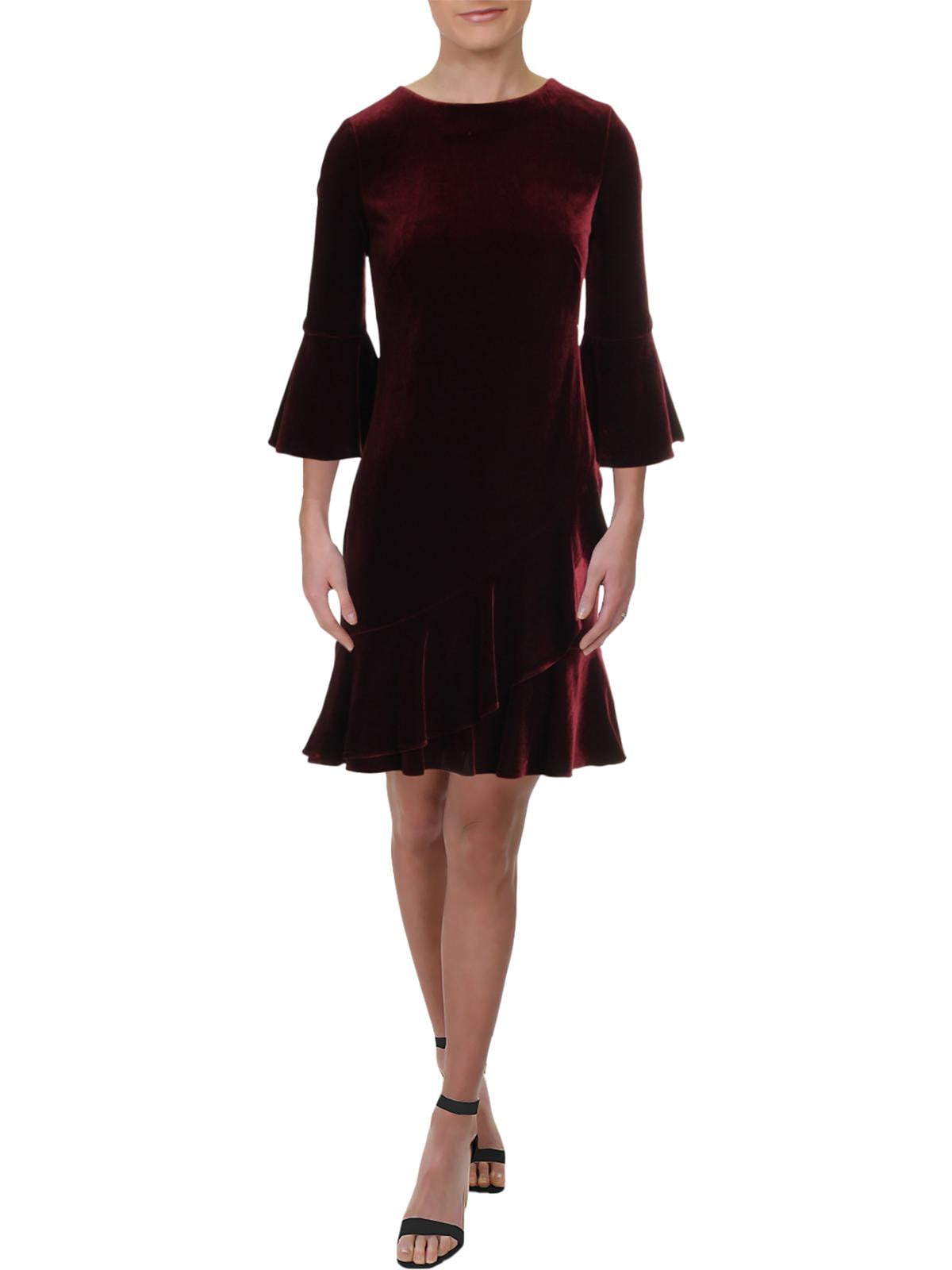 Lauren Ralph Lauren Womens Velvet Ruffle-Trim Cocktail Dress - Walmart.com