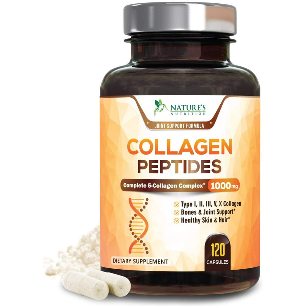 Nature's Nutrition Collagen Peptides Pills, Collagen Powder Type I, II ...
