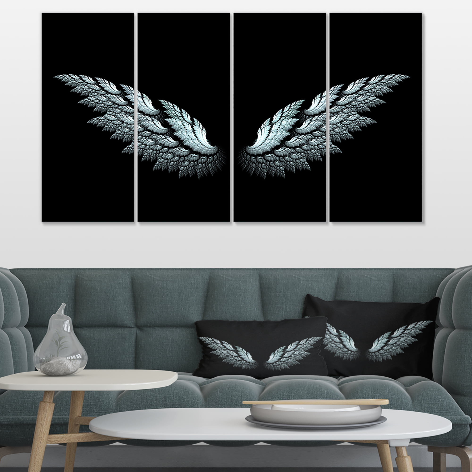 Click here for Designart Angel Wings On Black Background - Abstra... prices