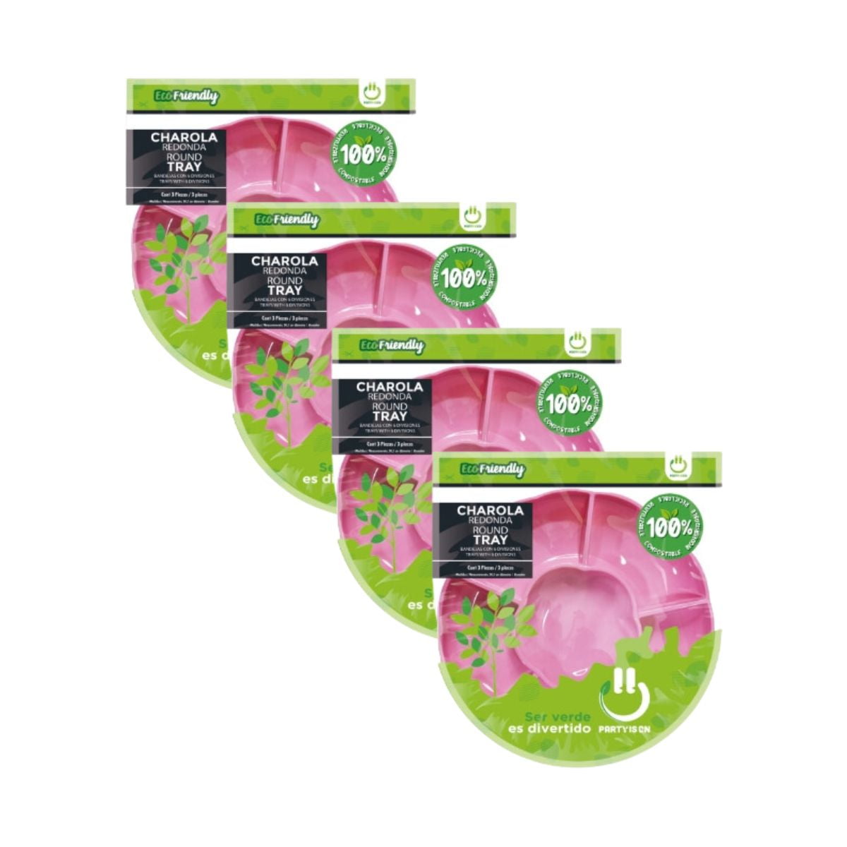 12 Piezas Charola Botanera 6 Divisiones Party Is On Biodegradable ...