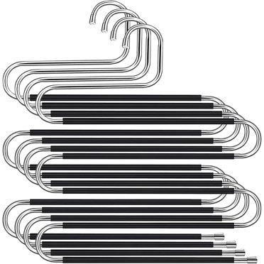 Wooden 6 Tier Pant Hanger with Black Velvet Non-Slip Bars, Wood Bottom ...