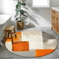 Burnt Orange Beige 4ft Round Rug, Abstract Modern Oil Painting ...