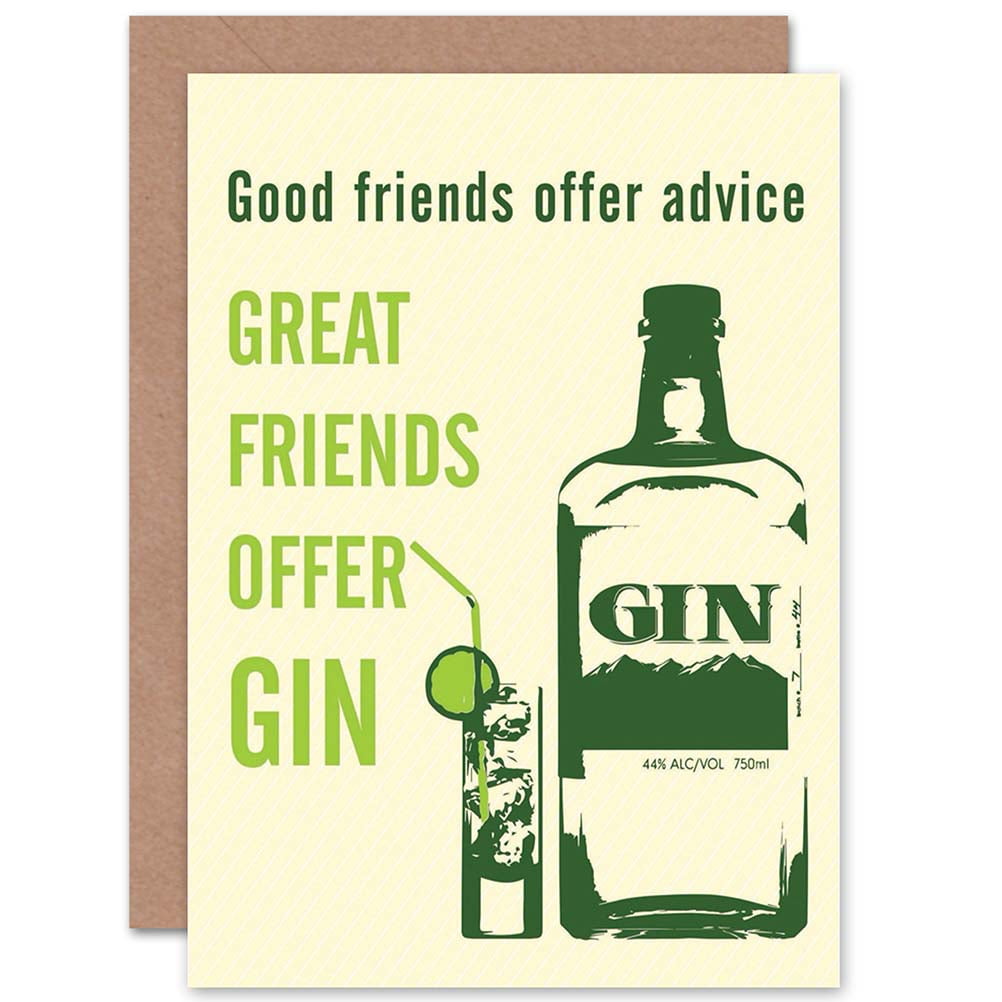 Great Friends Offer Gin Greetings Card Plus Envelope Blank inside ...