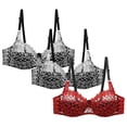3 Pack Women Lace Push Up Bra 3/4 Cup Gathered Support Row Back Closure ...