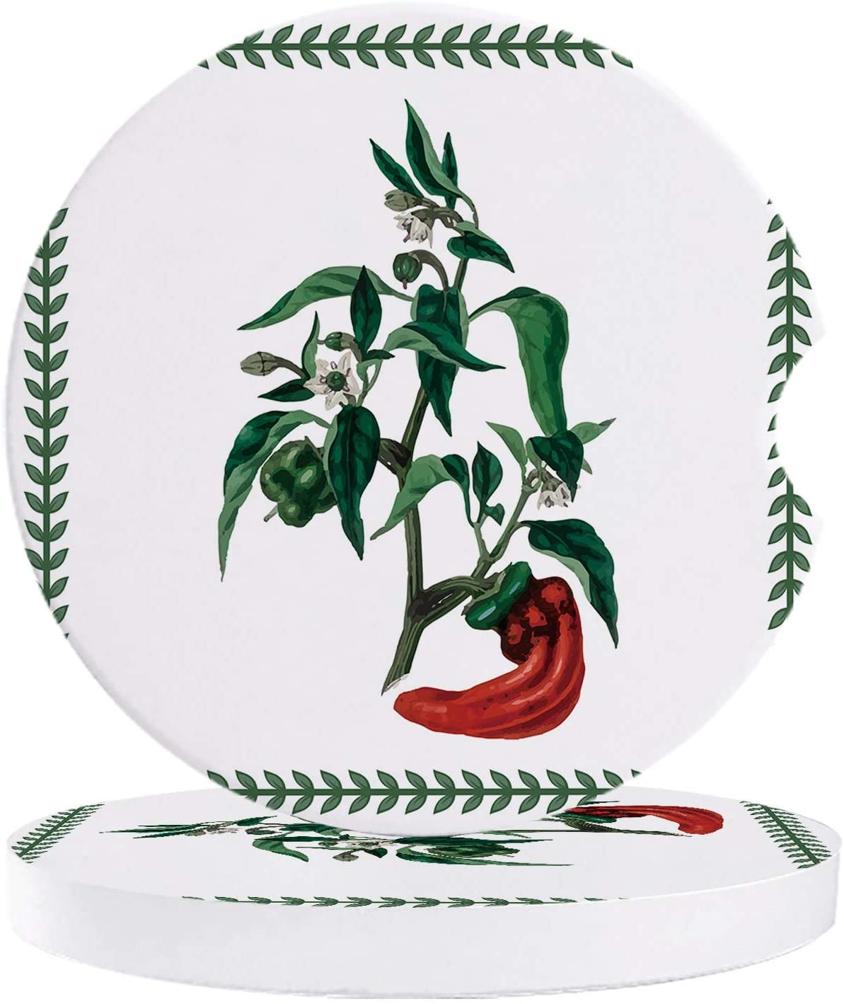 FMSHPON Plant Vegetable Chili Leaf Border Set of 6 Car Coaster for ...