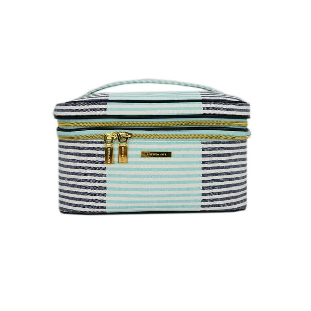 Modella Sophia Joy Striped Double Zipper Cosmetic Train Case - Walmart ...