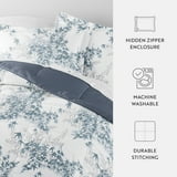 Noble Linens Lightweight Reversible Bamboo Leaves Comforter Set Blue ...