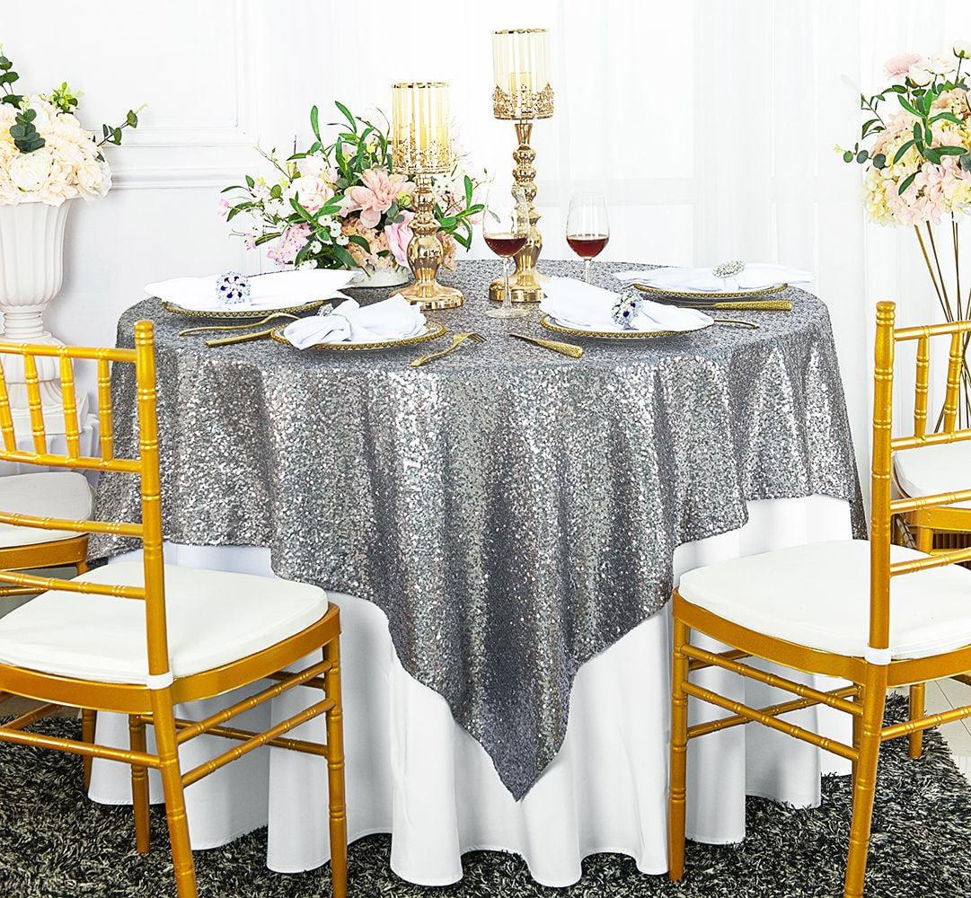 Wedding Linens Inc. 72" x72" Square Sequin Table Overlay Toppers ...