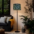 2pcs Set Drum Lampshades (13"x 13"x 10"), Bamboo Leaves Botanical Navy ...