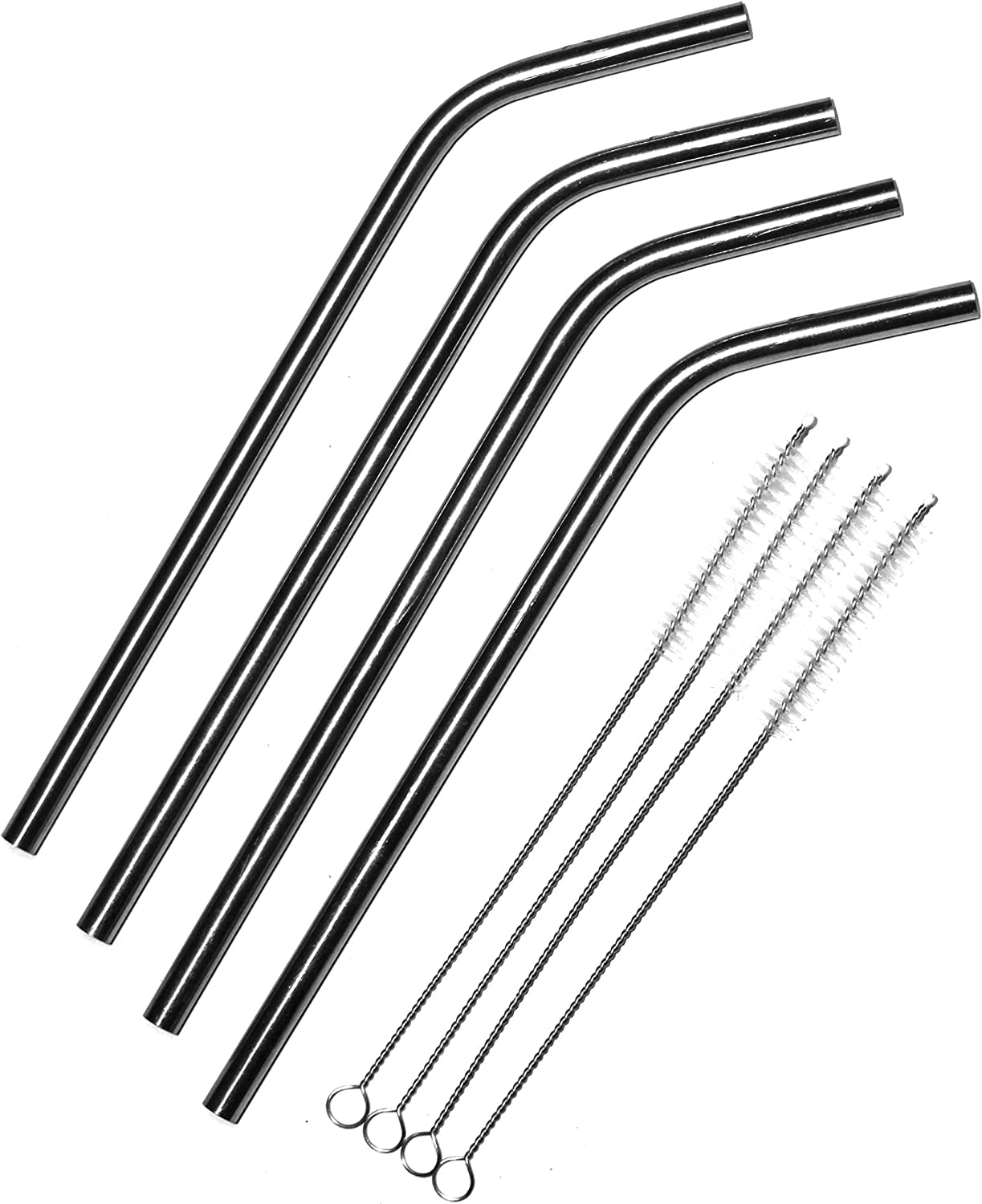 Super Strong Lightweight Drinking Metal Straws Pack of 4 + 4 Cleaning ...
