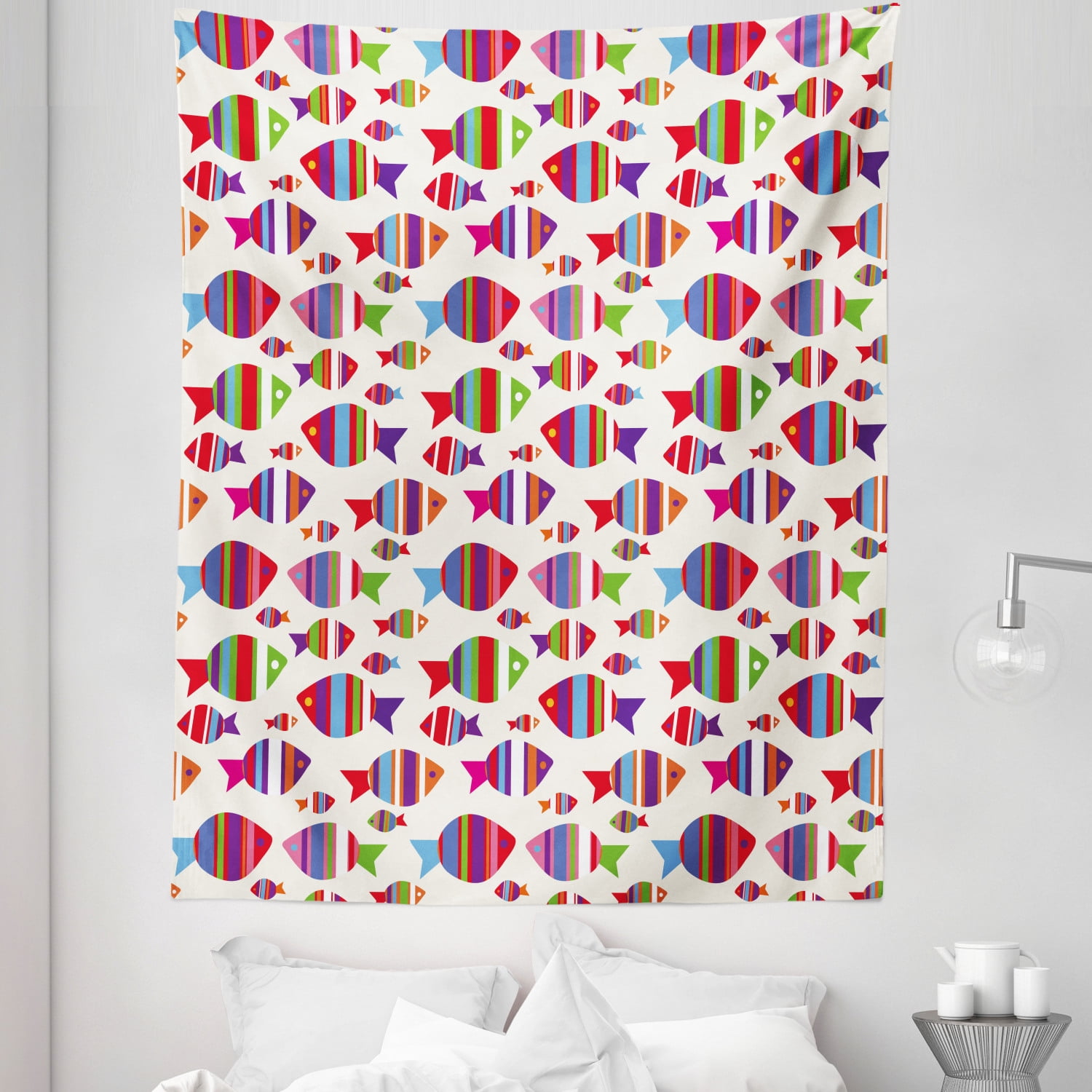 Fish Tapestry, Underwater Aquarium Inspired Pattern with Vibrant ...