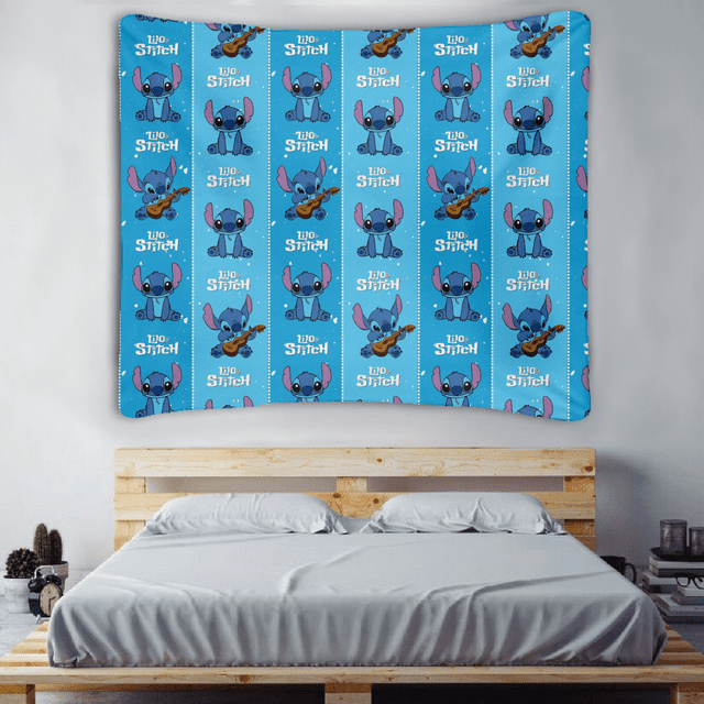 Stitch Hanging Background Fashionable Design Vivid Animation Print ...