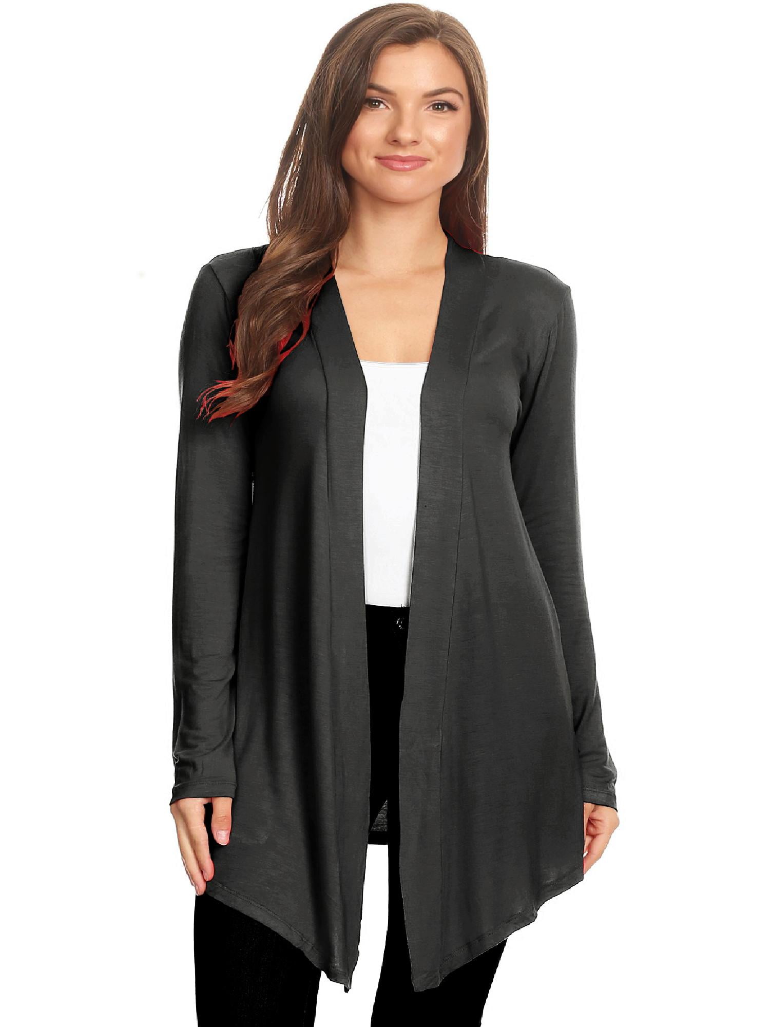 Women's Solid Casual Basic Comfy Loose Fit Long Sleeve Open Front ...