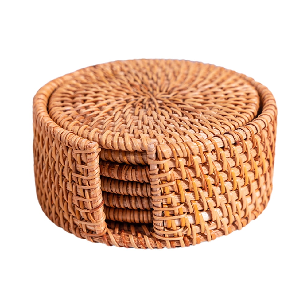 Rattan Coasters With Holder Placemat Dish Mat Rattan Weave Cup Mat Pad ...