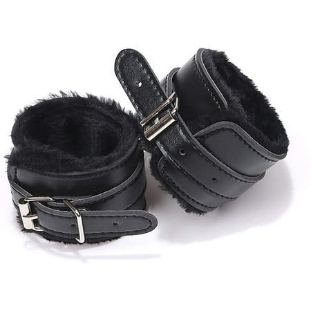 Punk Fluffy Wrist Leather Handcuffs Bracelet Soft Plush Lining Wrist ...