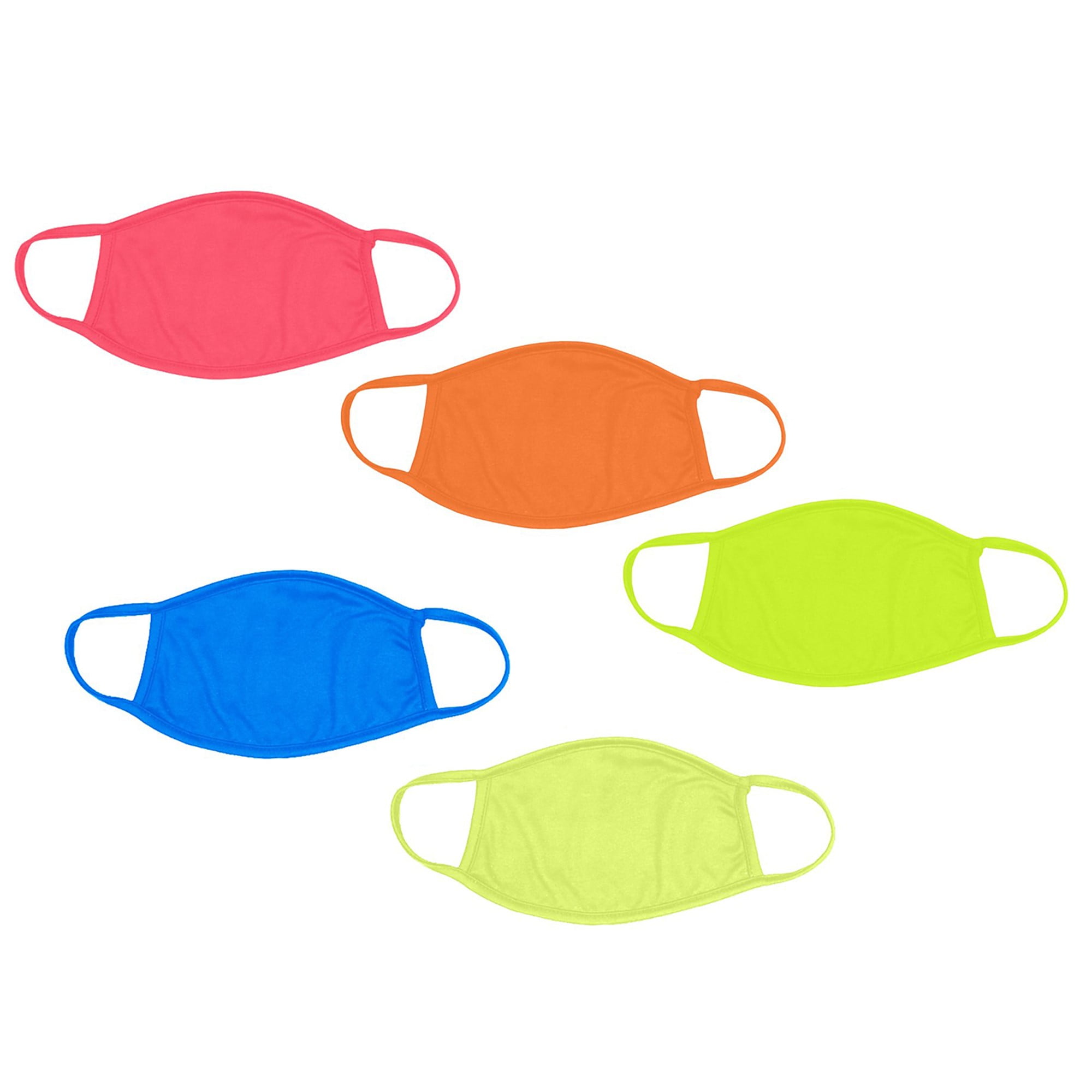 Unisex Reusable 5 Pack - Washable - Cotton Lined - Neon - Fashion Face ...