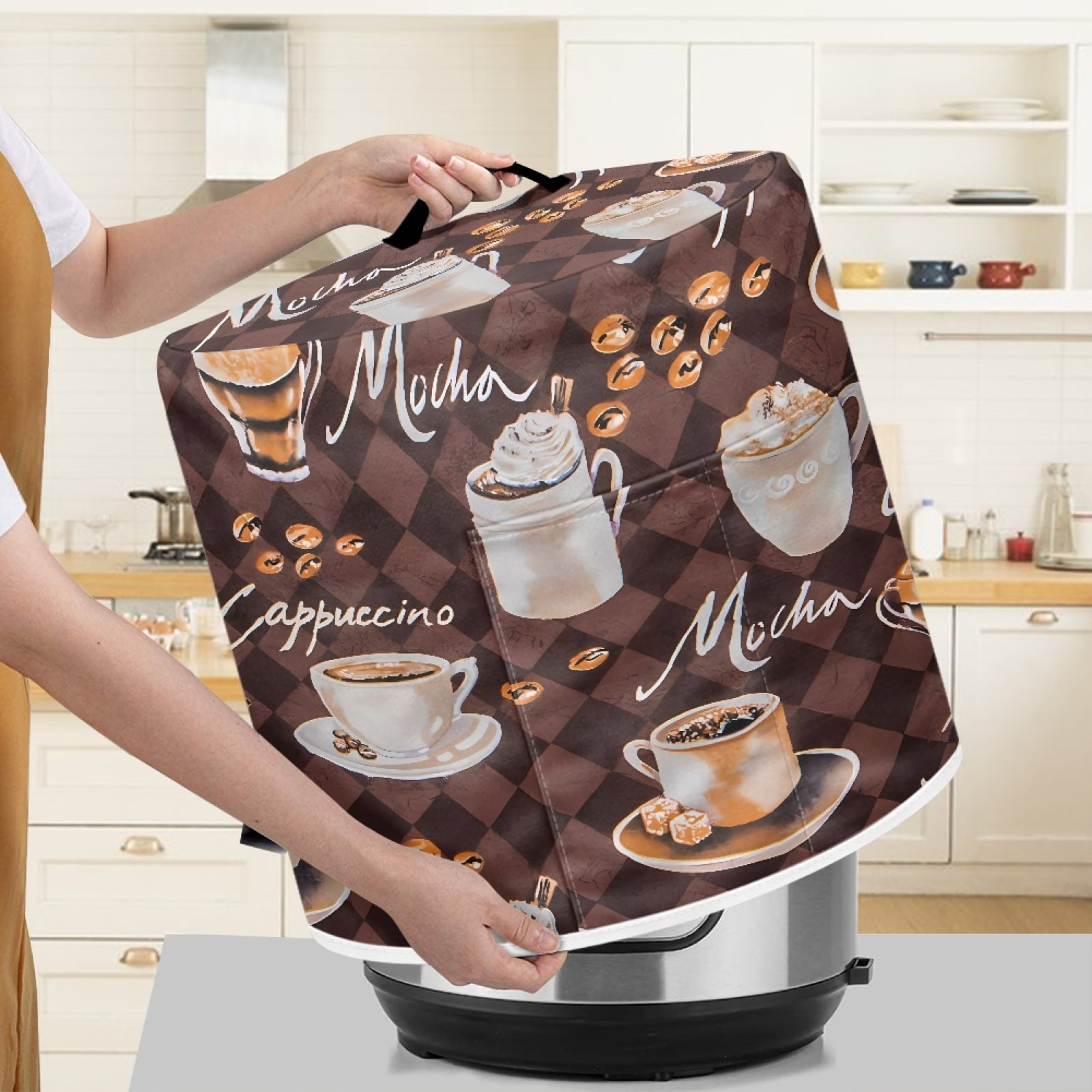 Xoenoiee Coffee Theme Pattern Kitchen Appliance Dust Cover with Pockets ...