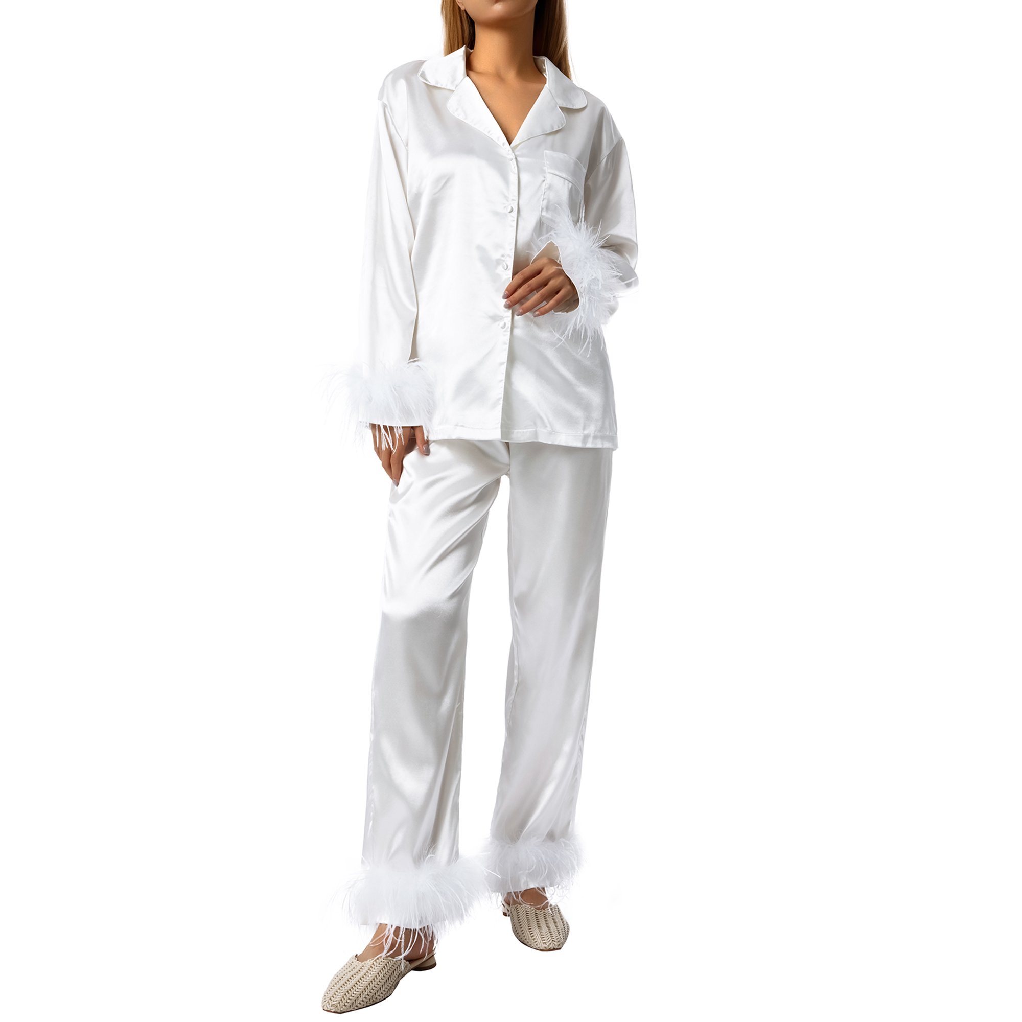 Click here for Gupgi Women Sleepwear Feather Decoration Long Slee... prices