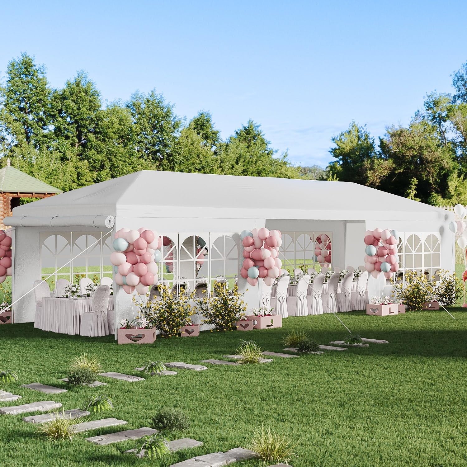 Carpa de fiesta Hayiodda de 10 x 30 m con 8 paredes laterales para ...