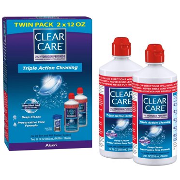 Clear Care Plus with Hydraglyde Cleaning & Disinfecting Solution Twin Pack with 2 Lens Cases ...