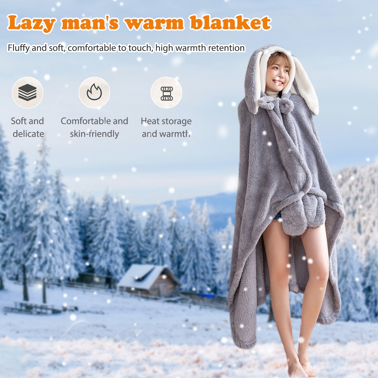 YFMHA Fleece Cozy Hug Comfortable Wearable Throw Blanket Shawl Cloak ...