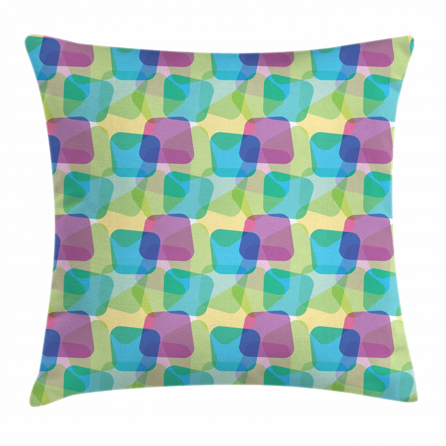 Colorful Throw Pillow Cushion Cover, Skewed Square Shapes with Round ... Colorful Throw Pillow Cushion Cover, Skewed Square Shapes with Round ...
