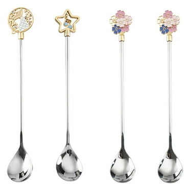 Colorful Long Handle Spoon, MDEALY 12 Pcs Stainless Steel Ellipse Style ...