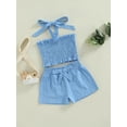 Bagilaanoe Kids Girl Halter Tanks Tops + Shorts 2Pcs Pleated Casual ...