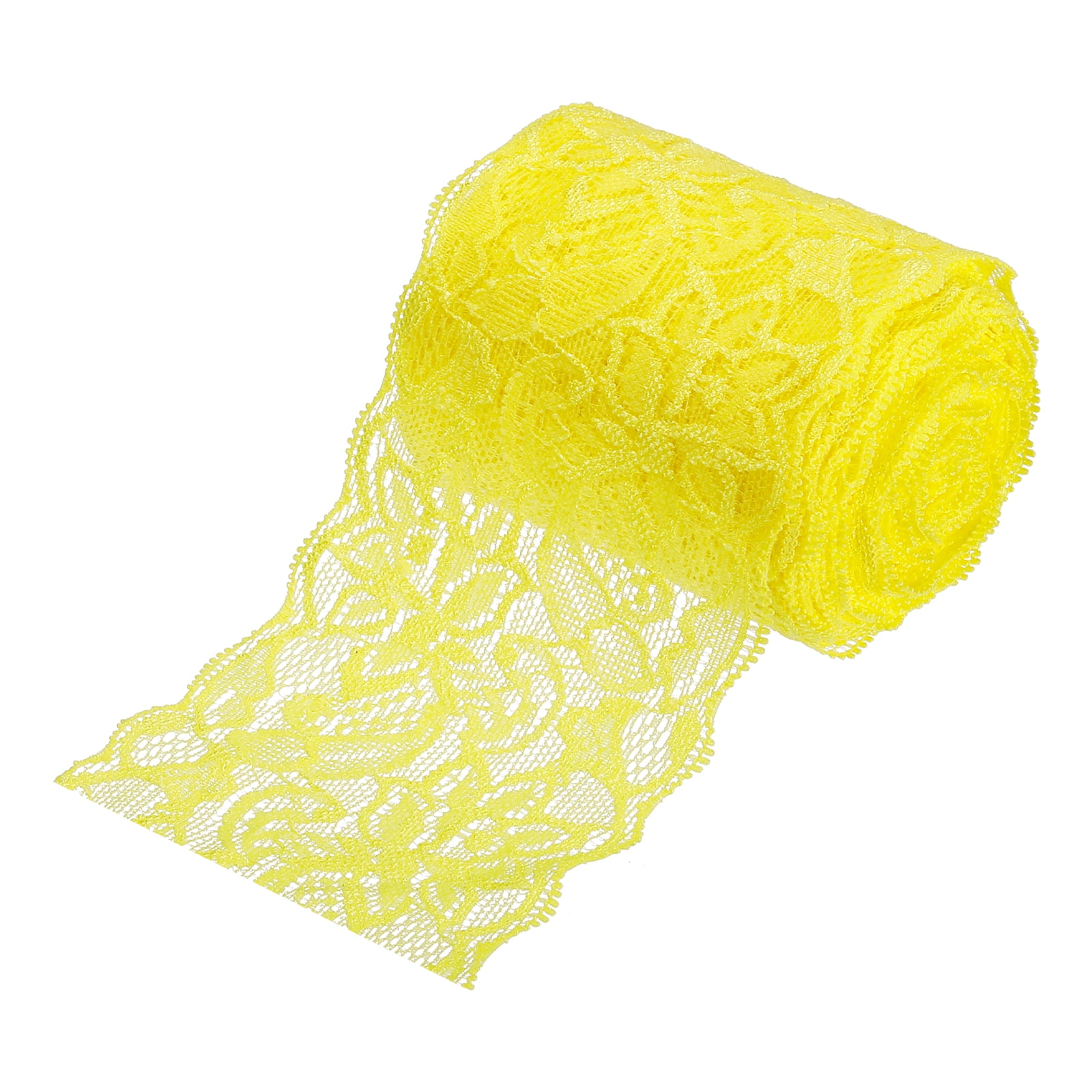 Uxcell 3 Inch Wide 10 Yard Lace Ribbon Floral Pattern Yellow Lace Trim ...
