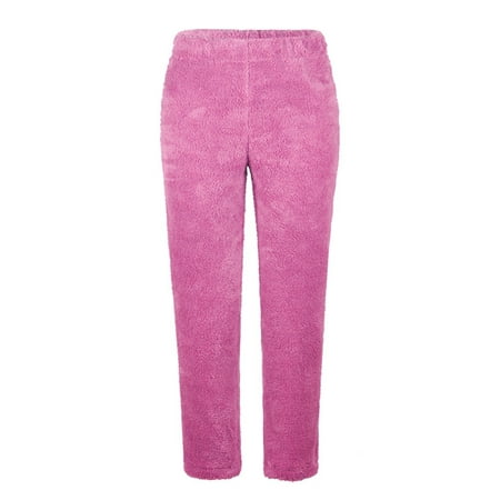 Women’s Fleece Fuzzy Pants Winter Warm Cozy Plush Lounge Sleepwear ...