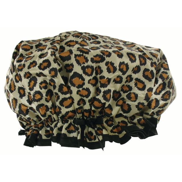 Mademoiselle Cheetah Pattern Design Shower Cap With Carrying Pouch ...