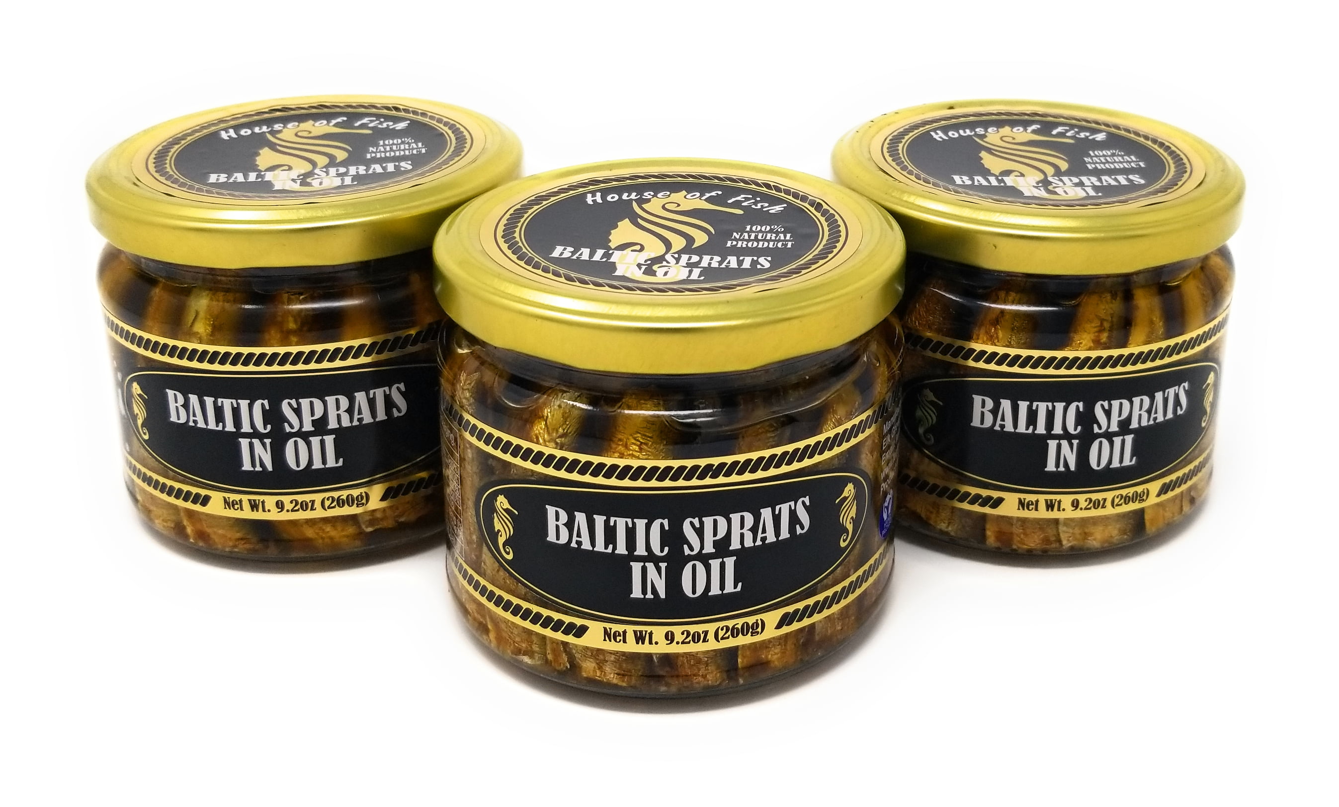 [PACK of 3] HOUSE OF FISH Jarred Smoked Baltic Sprats In Oil 9.2 oz ...