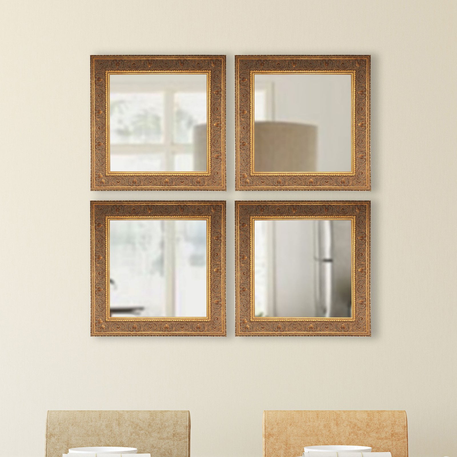 Rayne Mirrors Emerson Addison Sterling Square Wall Mirror - Set of 4 ...