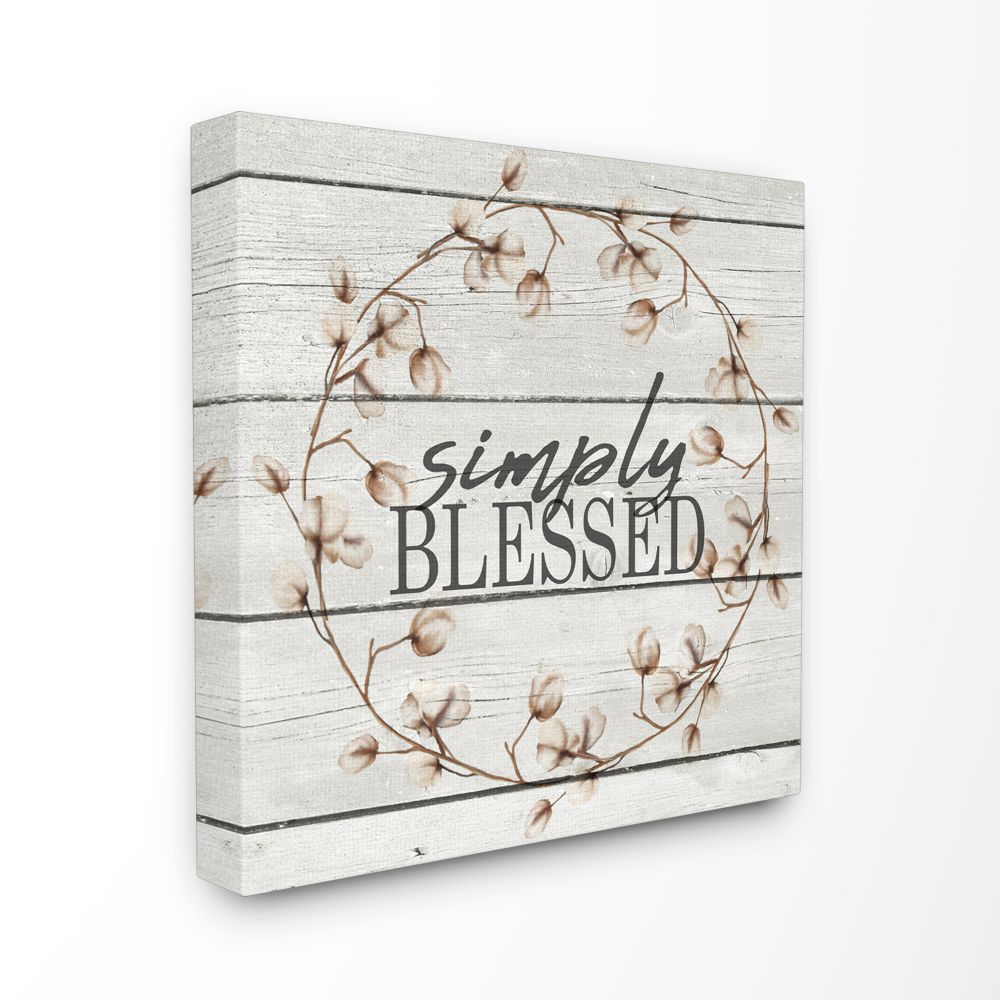 Stupell Industries Simply Blessed Flower Farm Rustic Wood Textured Word ...