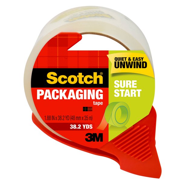 Scotch Sure Start Packaging Tape Dispenser, Clear 1.88 in. x 38.2 yd ...