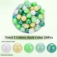 100Pcs 5 Colors Opaque Acrylic Beads Iridescent Round Mixed Color 16mm ...