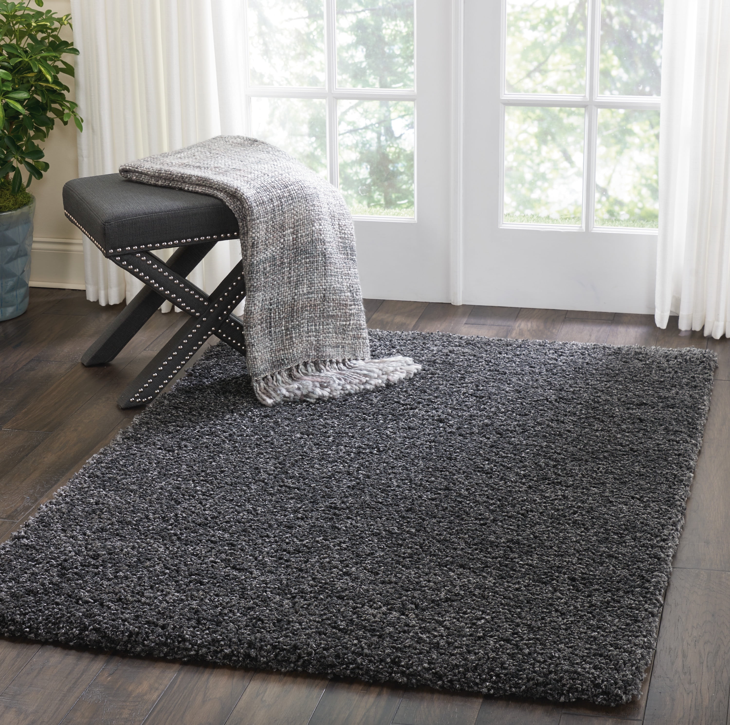 Malibu Shag Solid Dark Grey Area Rug - Walmart.com - Walmart.com