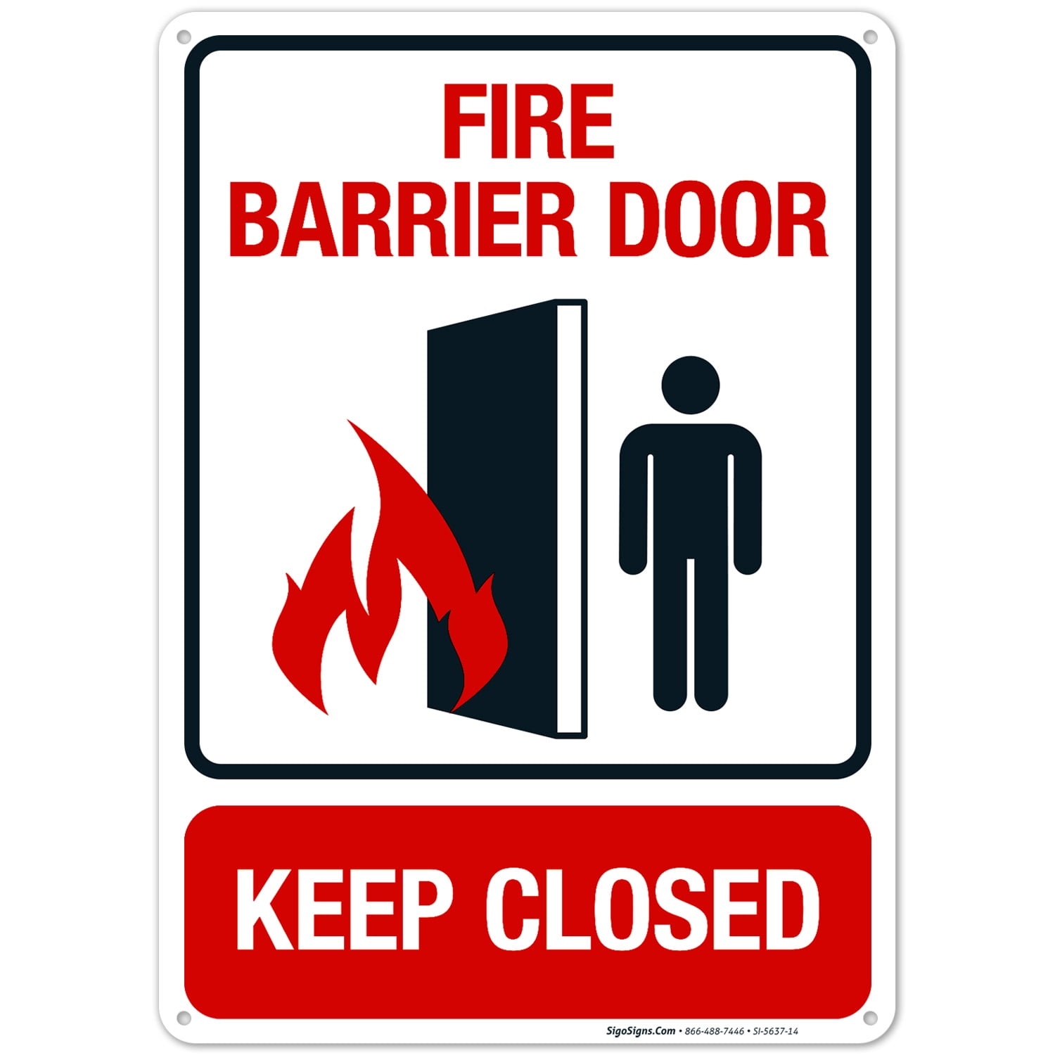 Fire Barrier Door keep closed Sign, Fire Safety Sign, - Walmart.com