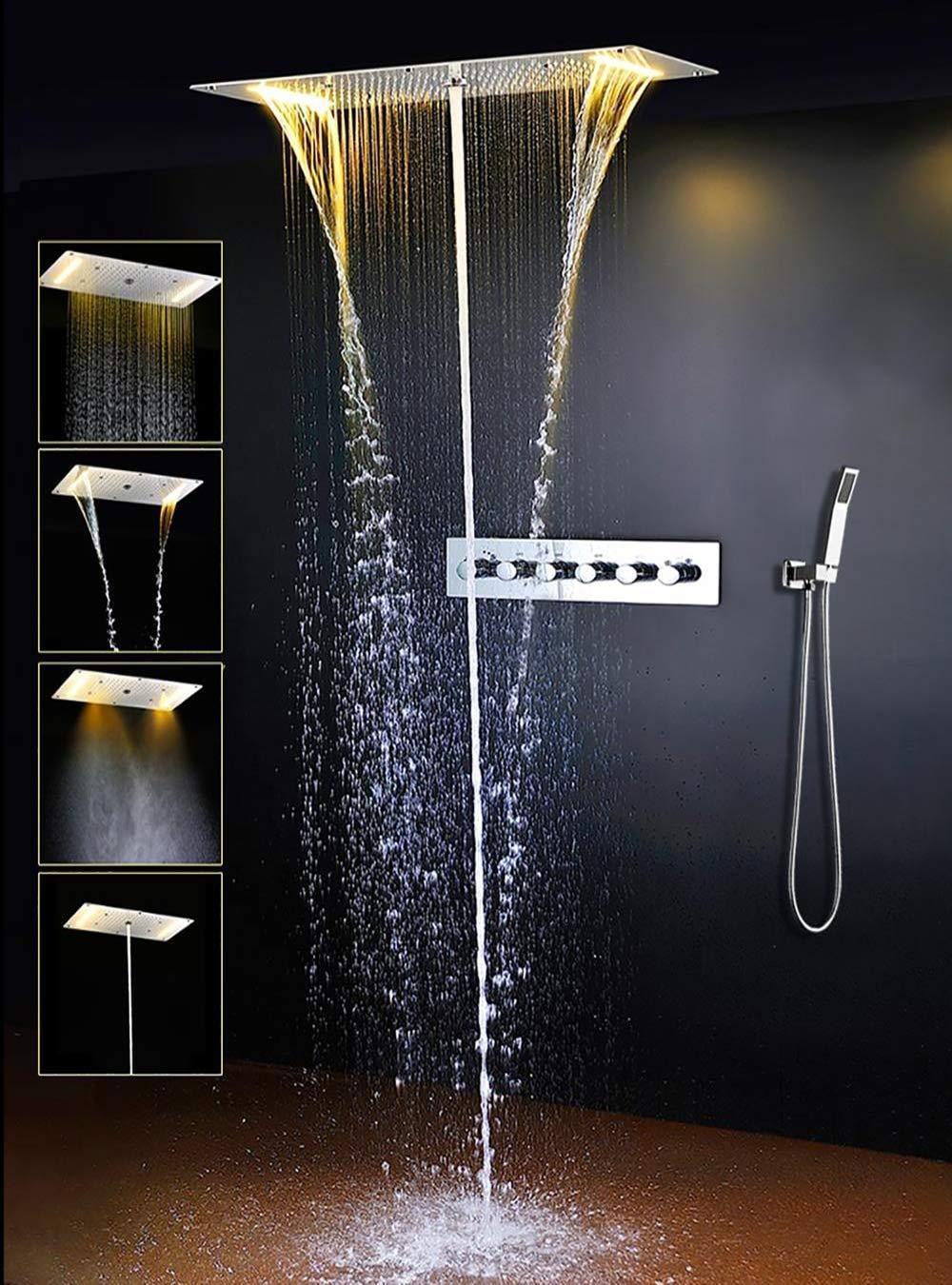 Cascada Luxury 15x28 Rectangle Ceiling Mounted Led Thermostatic
